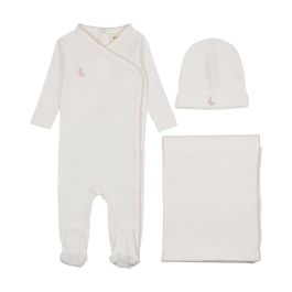 Mema Knits Embroidered Picot Edge Three Piece Set